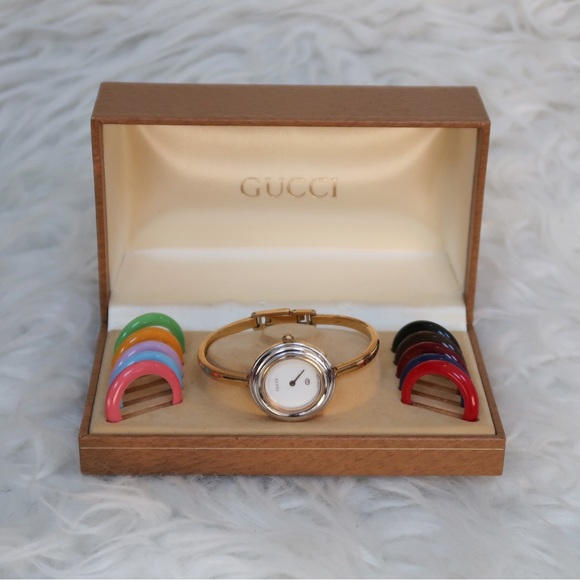 Gucci | Accessories | Vintage Gucci Interchangeable Color Bezel Bangle ...